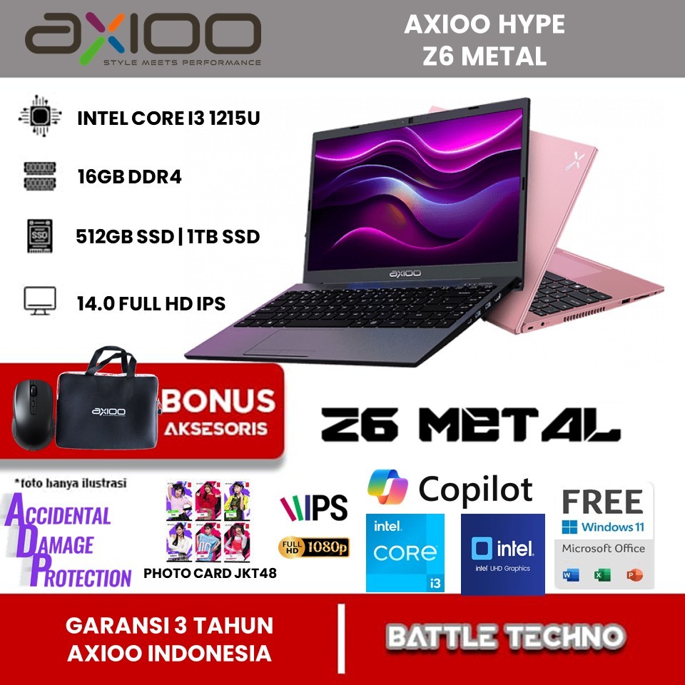 Jual Laptop Axioo Mybook Z6 Intel Core i3 1215U 16GB 1TB SSD 14 FHD IPS Windows 11 Black ...