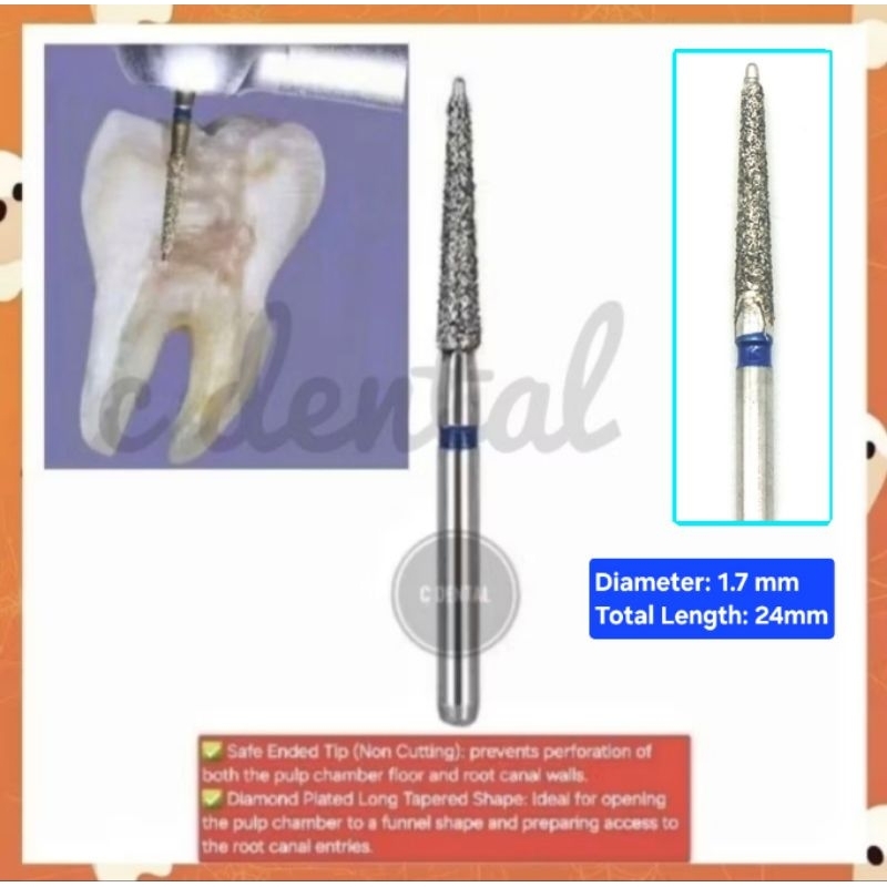 Jual Dental Endo Diamendo Safe End Tip Non Cutting Bur Access Outline ...