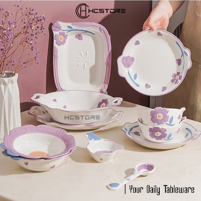 Jual HCSTORE PIRING KERAMIK MAKAN MOTIF CRAPEMY PIRING AESTHETIC JEPANG ...