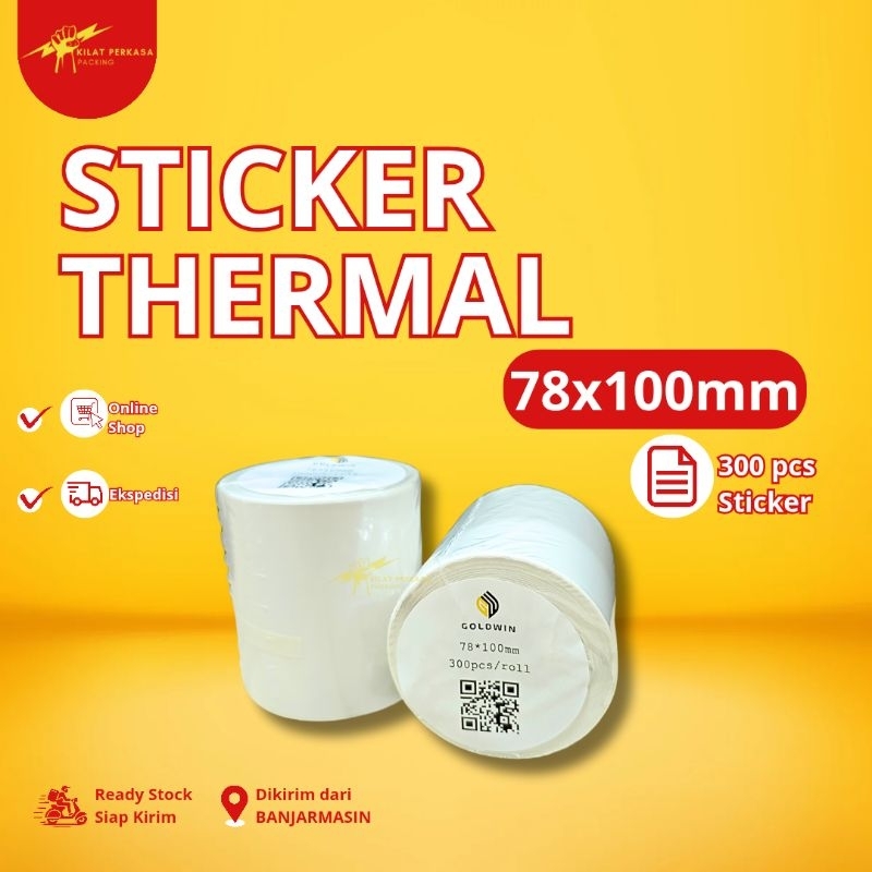 Jual KERTAS THERMAL STICKER LABEL STRUK 78 x 100 MM ISI 300 PCS ...