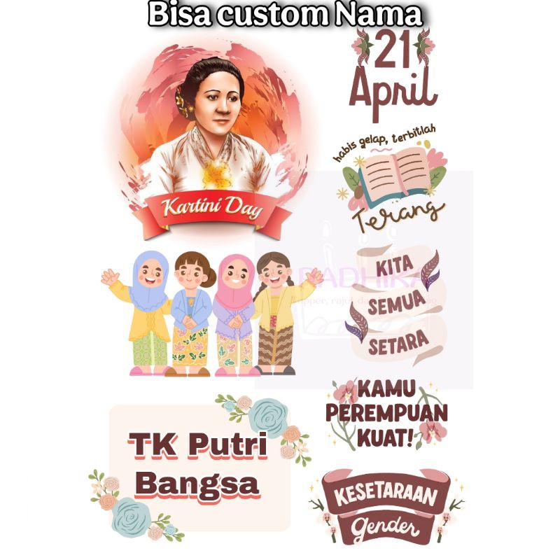 Jual Topper Hari Kartini Custom Nama / Hiasan Tumpeng Kue Selamat Hari ...