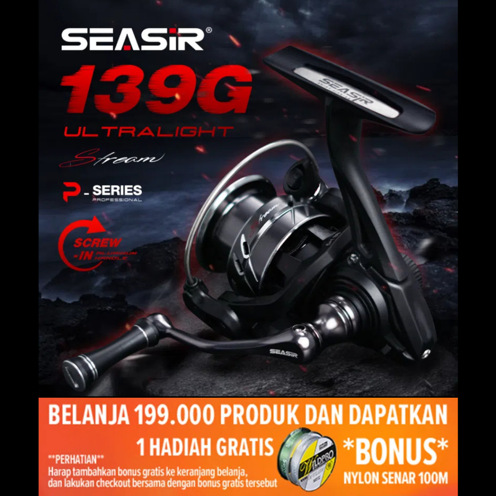Jual [OFFICIAL] SEASIR STREAM Power Handle Reel Pancing 800s-1000 Spinning Reel 139g Ultralight ...