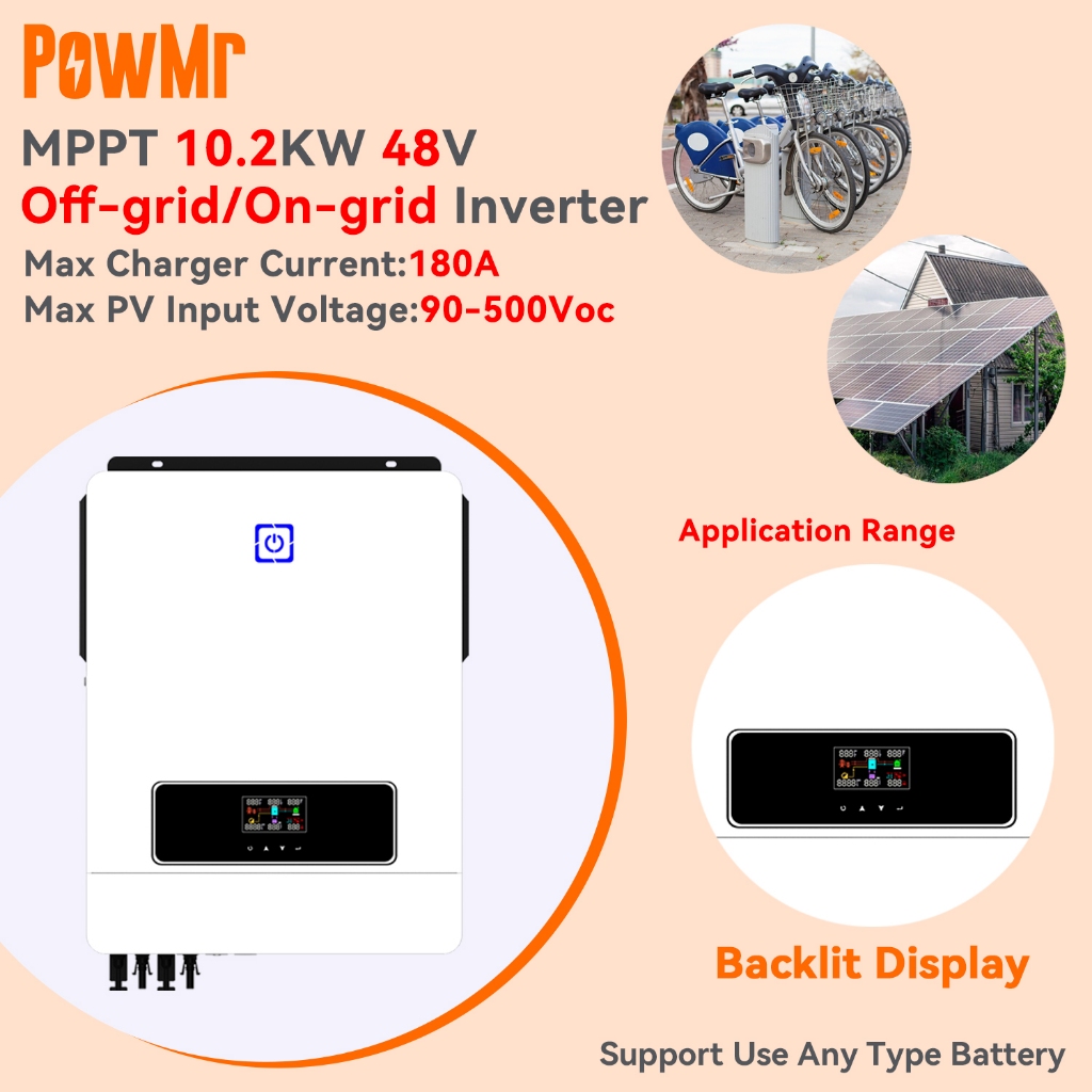 Jual PowMr 10.2KW MPPT Inverter Hibrid Surya Off-grid / On-grid Gelombang Sinus Murni 230Vac ...