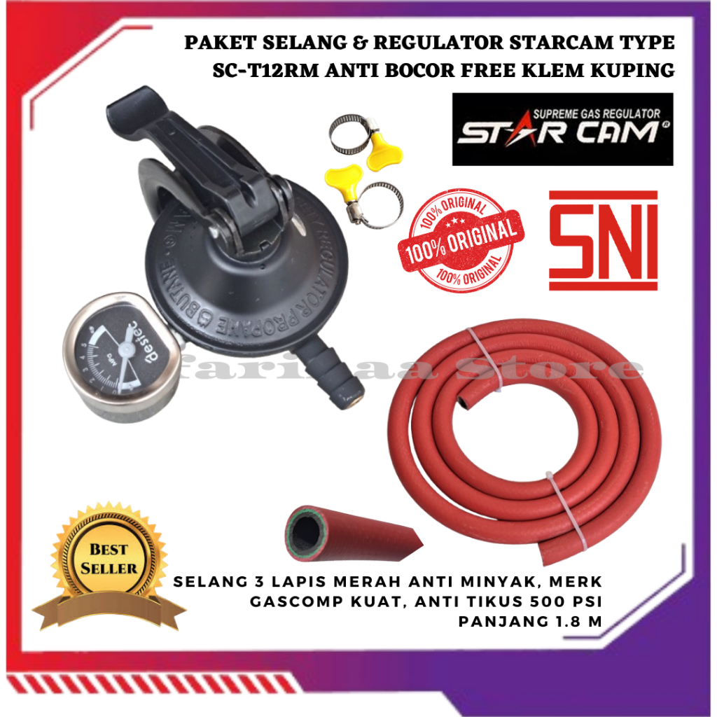 Jual PAKET SELANG & REGULATOR STARCAM ANTI BOCOR METER / NON METER ...