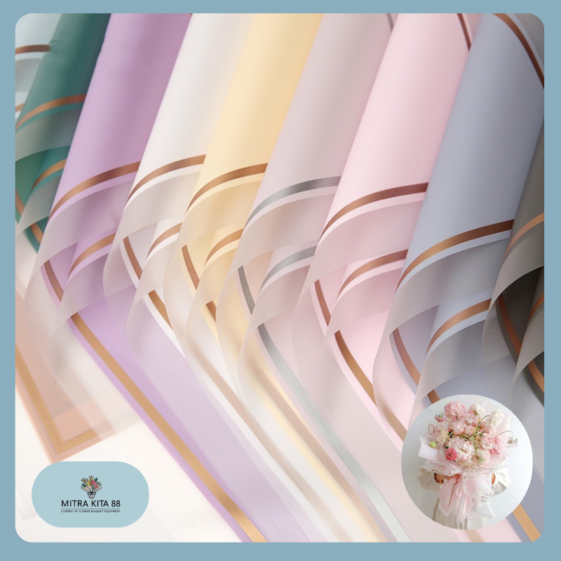 Jual 20 LEMBAR Flower Wraping Paper Varian List Gold Frame Transparan ...