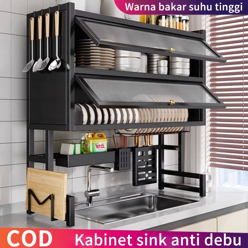 Jual Rak Piring Wastafel Stainless Steel Lemari Rak Piring Tertutup Rak ...