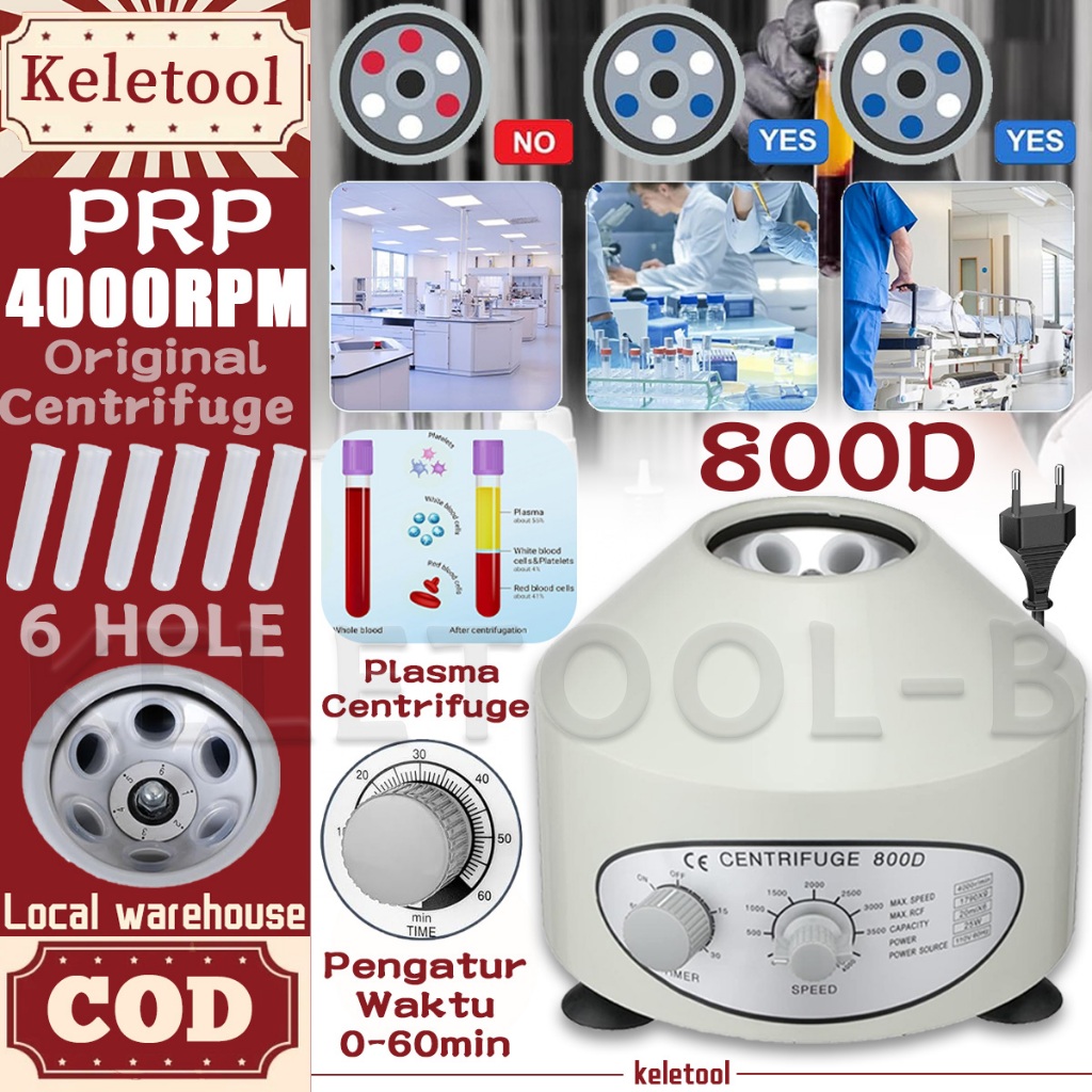 Jual Original Sentrifugasi Lemak Electric PRP 6 Hole 4000 RPM 800D ...