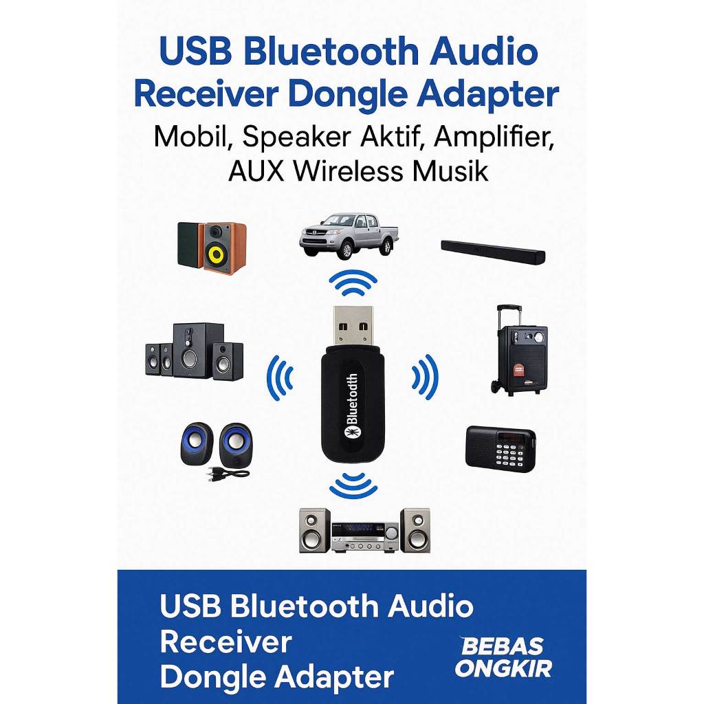 Jual USB Bluetooth Audio Receiver Dongle Adapter Mobil Speaker Aktif ...