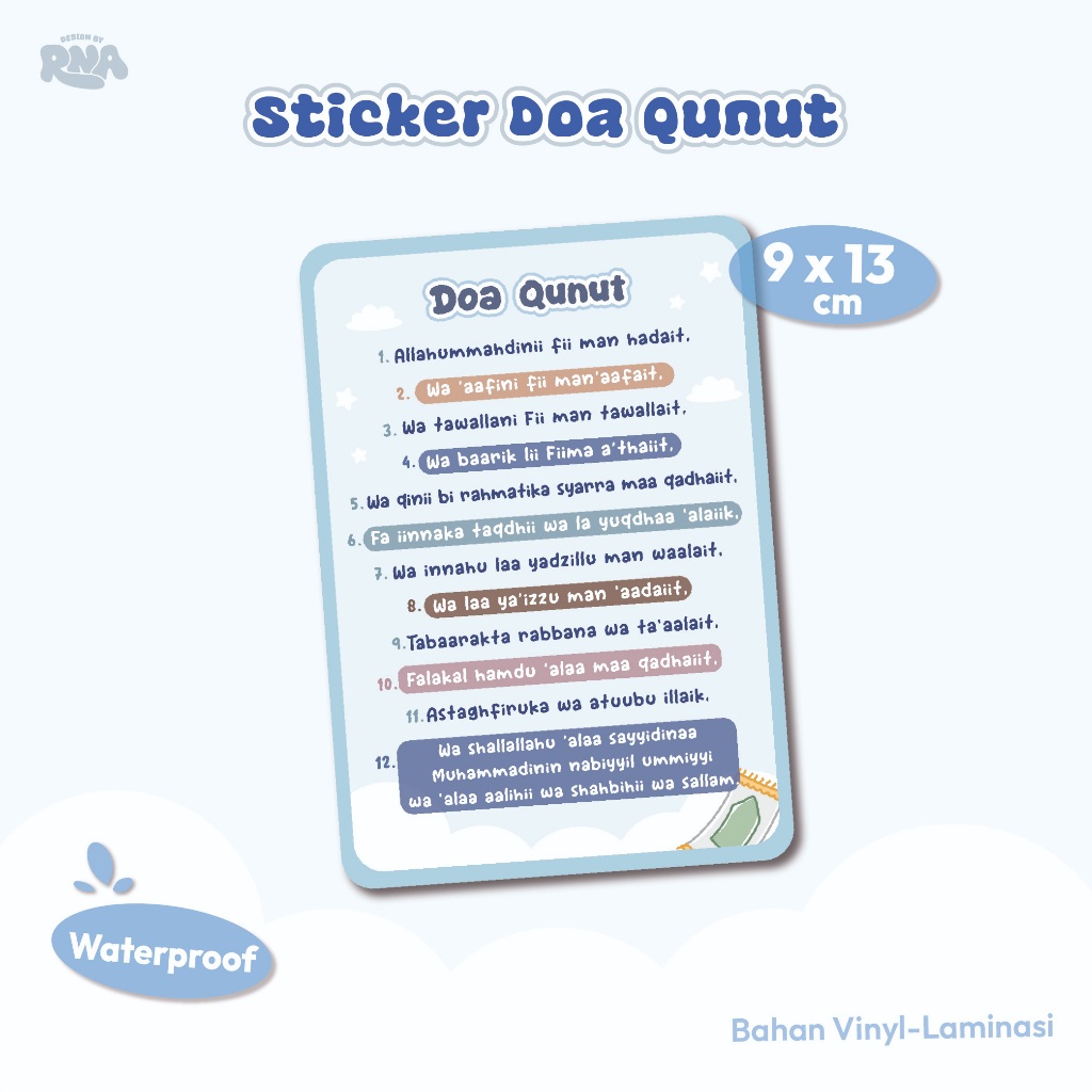 Jual Stiker Bacaan Doa Qunut Latin untuk Anak | Sticker Edukasi Gerakan ...