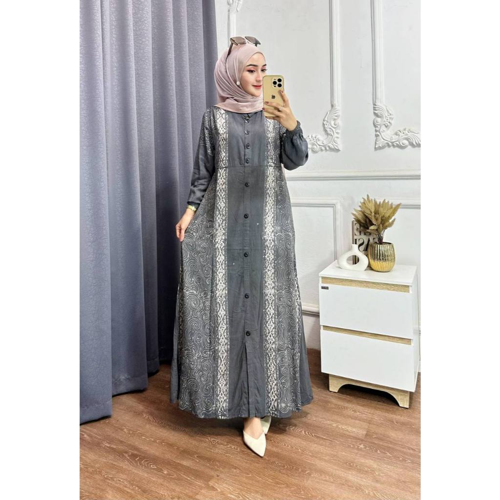 Jual Gamis Rayon Twill Premium Bahan Adem Motif Syai Terbaru Busui ...