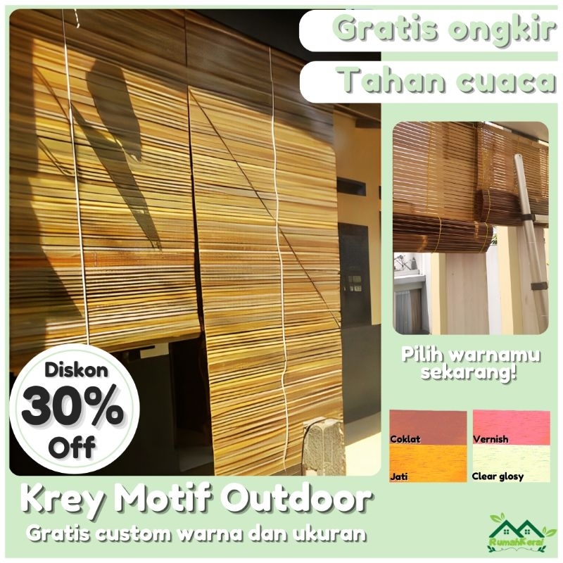Jual Tirai Outdoor Jendela Bahan Bambu Sawit Size 50cm×250cm | Shopee ...