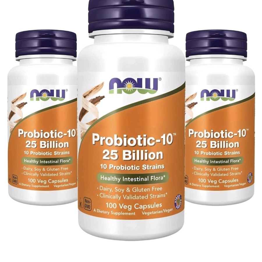 Jual Now Foods USA Probiotic-10, Probiotik 25 Billion, 100 Veg Capsules ...