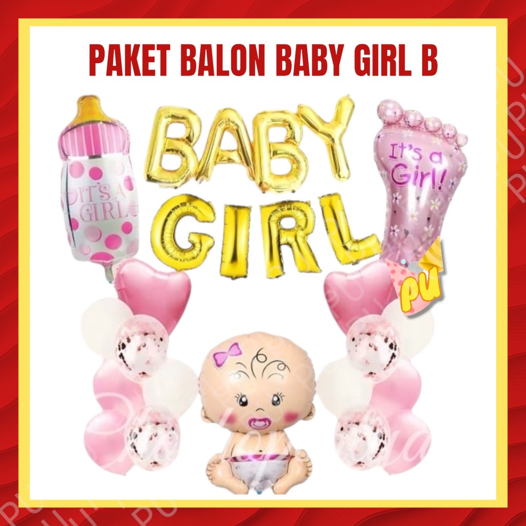 Jual Paket Balon BABY SHOWER BABY GIRL B / Dekorasi Ulang Tahun Baby ...