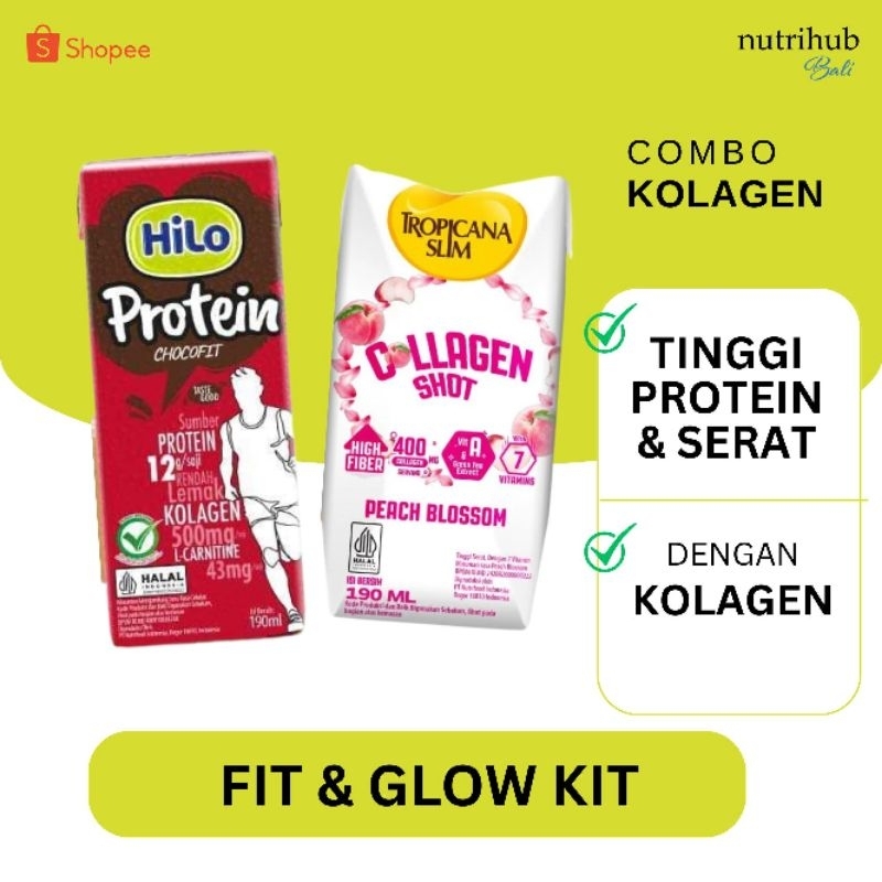 Jual FIT & GLOW KIT Combo Collagen (Tropicana Slim Collagen Shot Peach Blossom 190 mL x HiLo ...