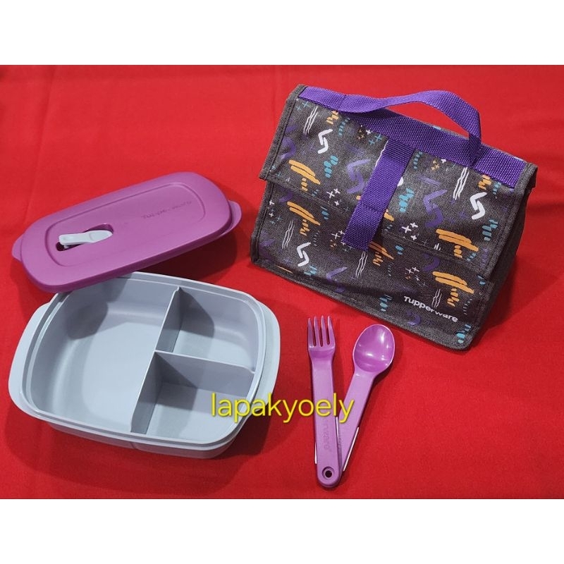 Jual tempat makan set byo lunch set ungu tupperware | Shopee Indonesia