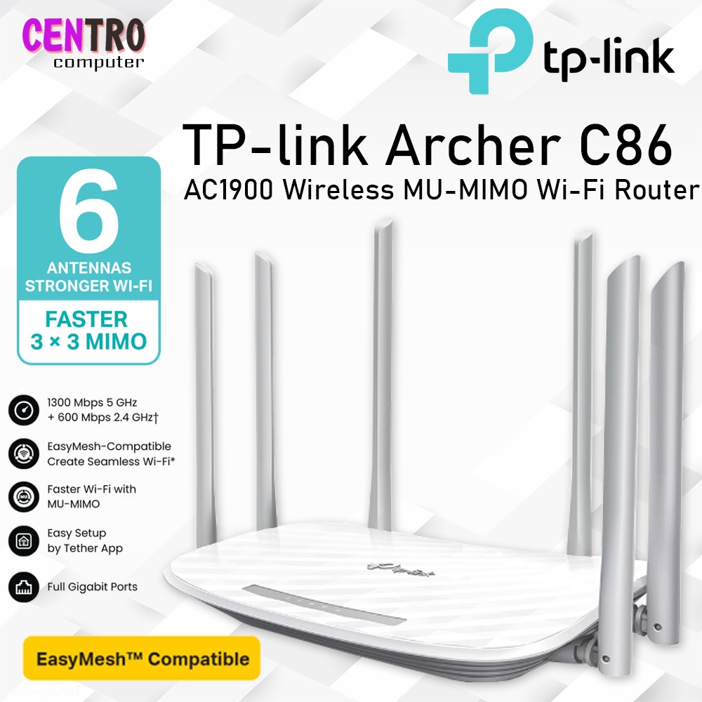 Jual TPlink Archer C86 AC1900 Wireless MU-MIMO Wi-Fi Router | Shopee ...