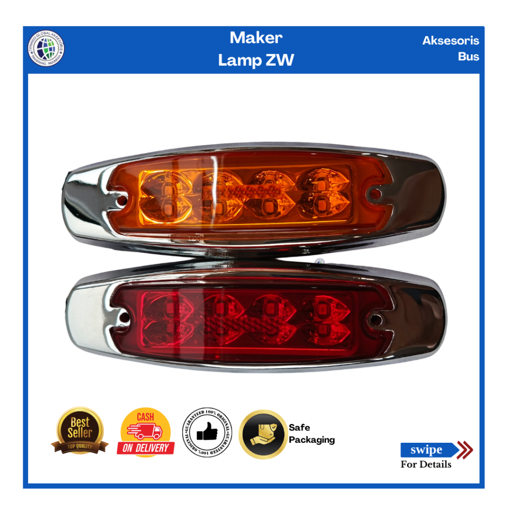 Jual [BODY STANLESS STELL] Marker Lamp Bus ZW/Lampu Mayang Bus Truck ...