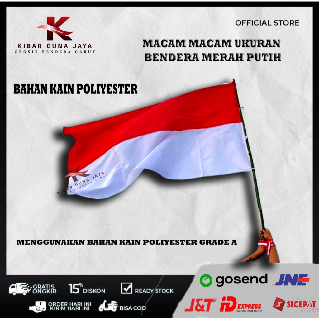 Jual MACAM MACAM UKURAN BENDERA MERAH PUTIH BAHAN KAIN POLIYESTER ...