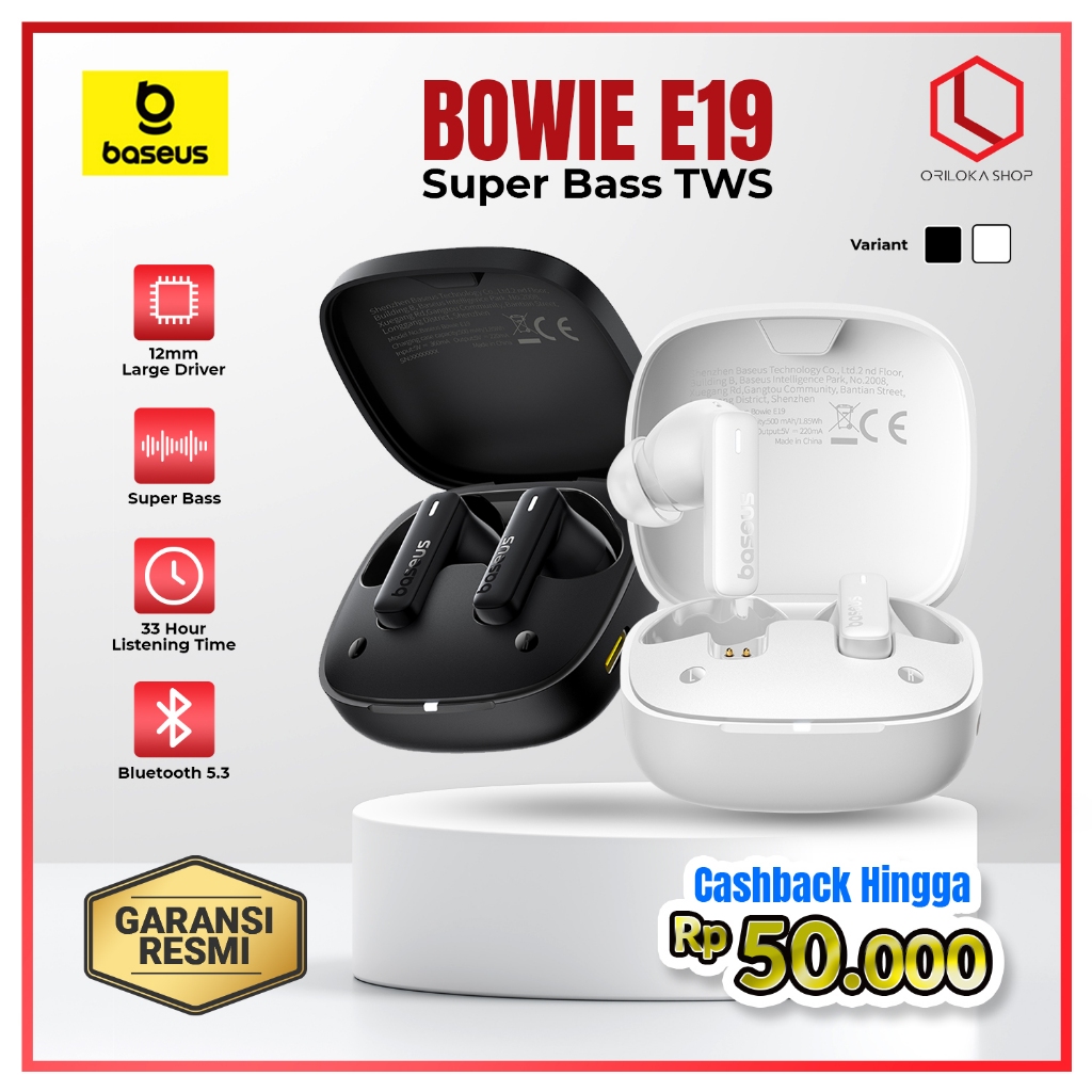 Jual Baseus E19 TWS ENC True Wireless Earbuds Earphone | Shopee Indonesia