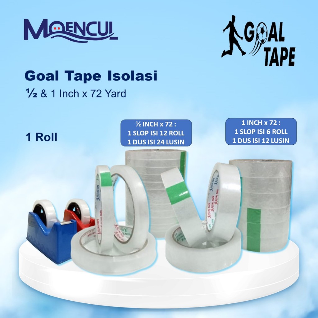 Jual 1 Roll isolasi | Selotip Merk Goal Tape 1|2 inch x 72 Yard & 1 ...