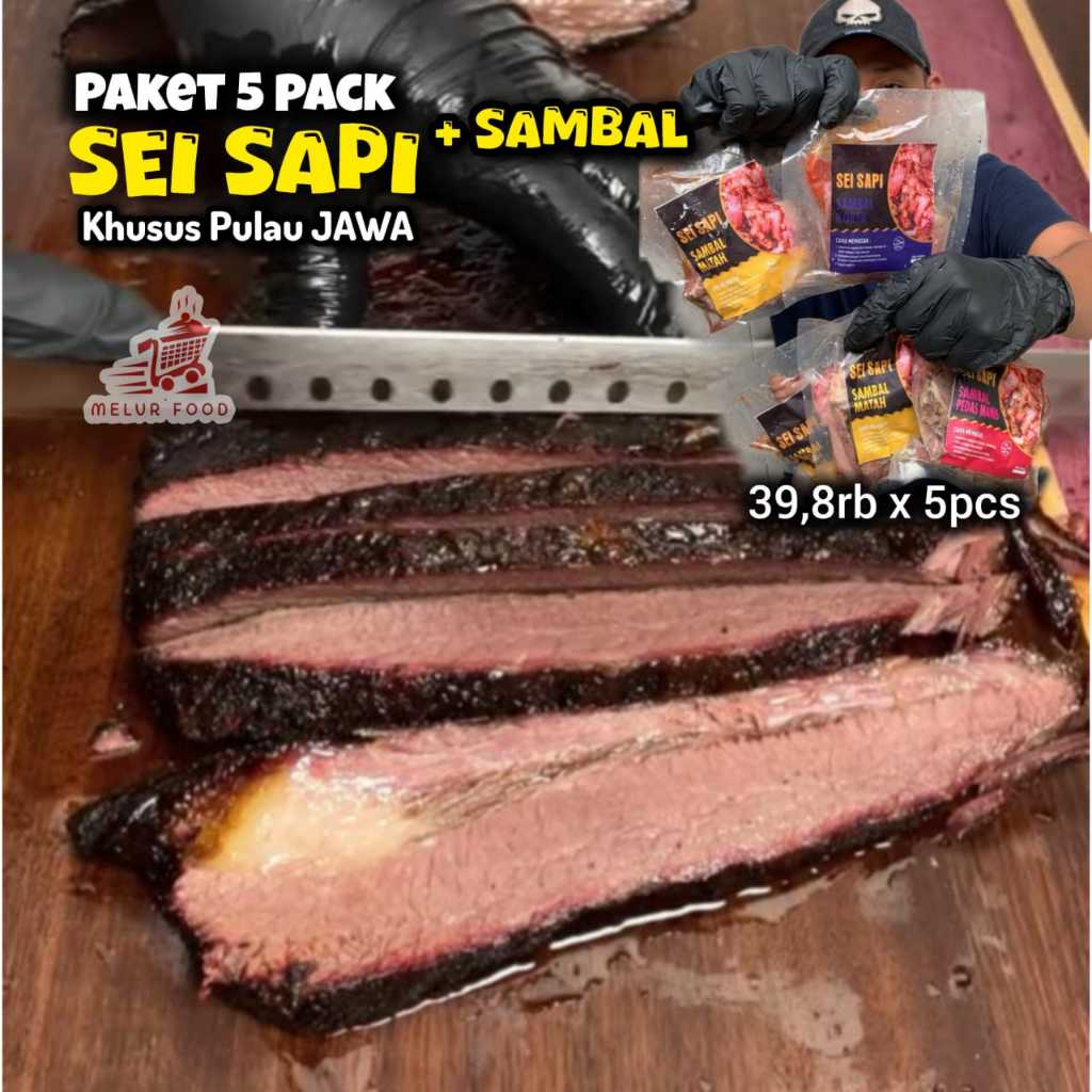 Jual Sei Sapi 5pack x 40rb MELUR FOOD Beef Slice Daging Asap + Sambal ...