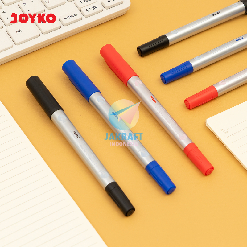 Jual (1 Pcs) Spidol Permanen 2 Sisi JOYKO PM-72 Hitam Black / Biru Blue ...