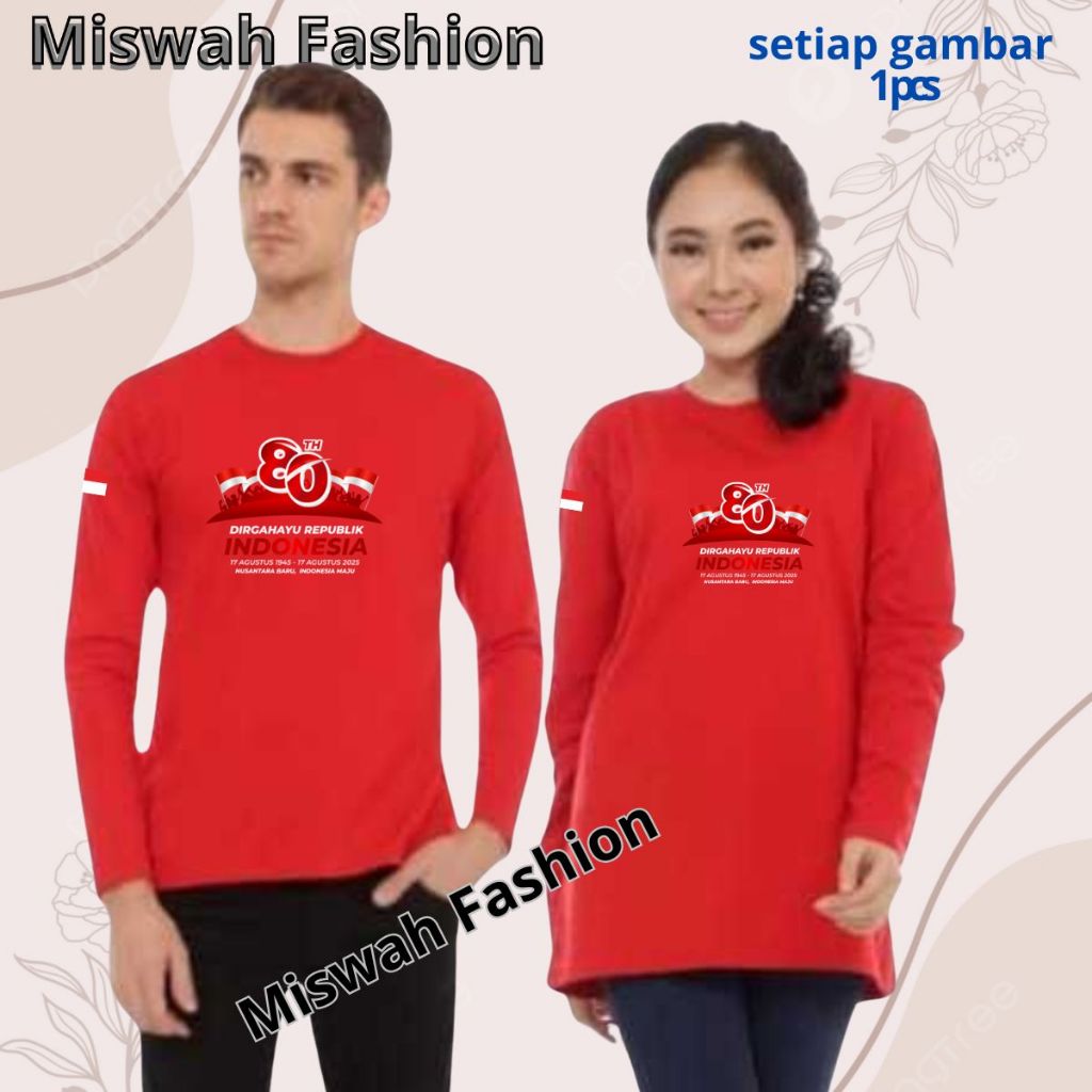 Jual Kaos Lengan Panjang 17 Agustus 1945 ke 80 Tahun Dirgahayu Republik Indonesia Nusanatara ...