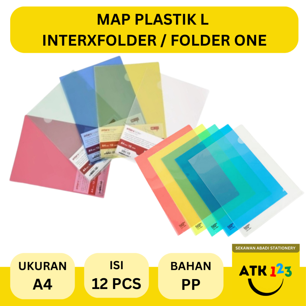 Jual Map Plastik L Map Transparant InterX Folder / Folder One Ukuran A4 [1 PACK = 12 PCS ...