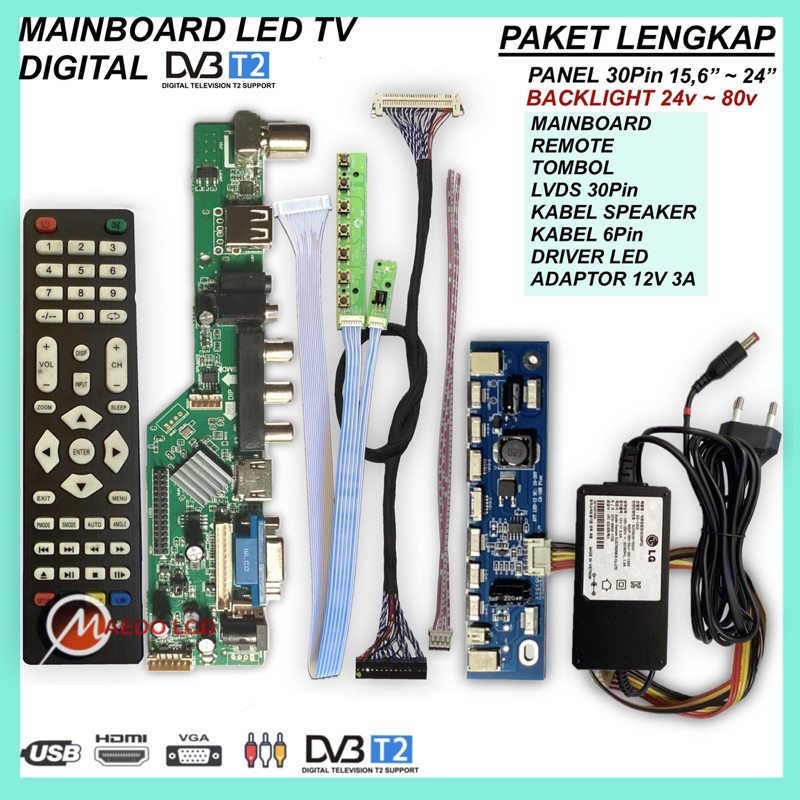 Jual Universal LED board Digital DVBT2 Paket lengkap Panel 15.6" - 24 ...