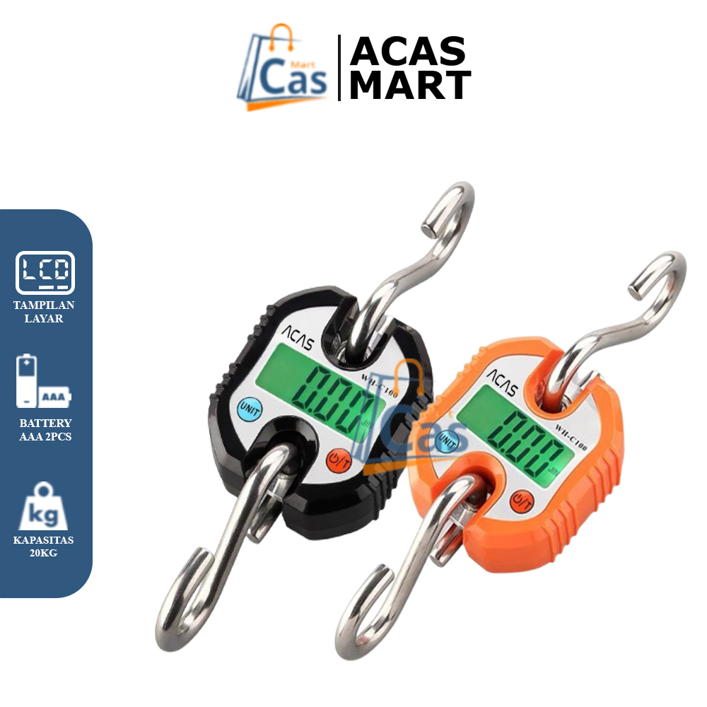 Jual AM WH-C100 150KG Timbangan Gantung Besi Digital LED Mini Portable Orange Hitam LCD Smart ...