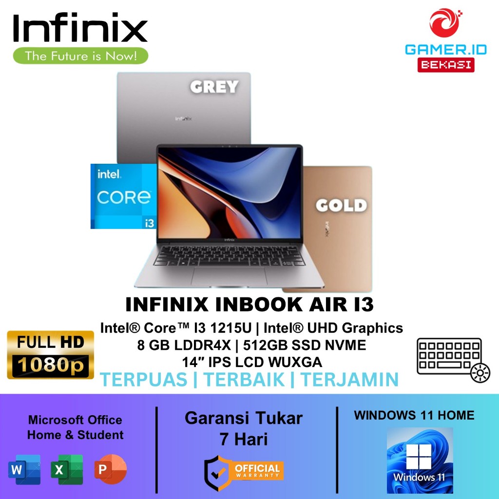 Jual INFINIX INBOOK AIR I3 1215 8GB 512GB W11 14.0WUXGA IPS 100SRGB ...