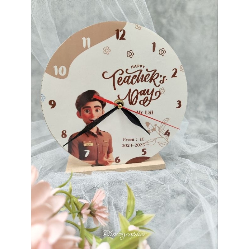Jual jam custom tulisan gambar jam wisuda jam kado hari guru | Shopee ...