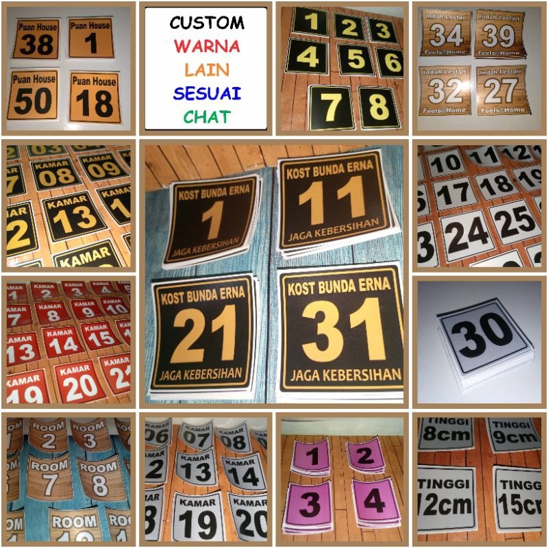 Jual Stiker Angka Custom 5x5 cm Vinyl Glossy Waterproof Stiker Nomor ...