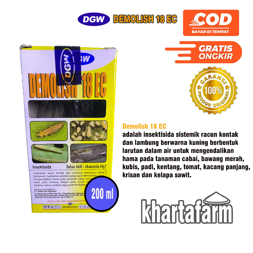 Jual DEMOLISH 18 EC 200 ML INSEKTISIDA ABAMEKTIN MENGENDALIKAN HAMA ...