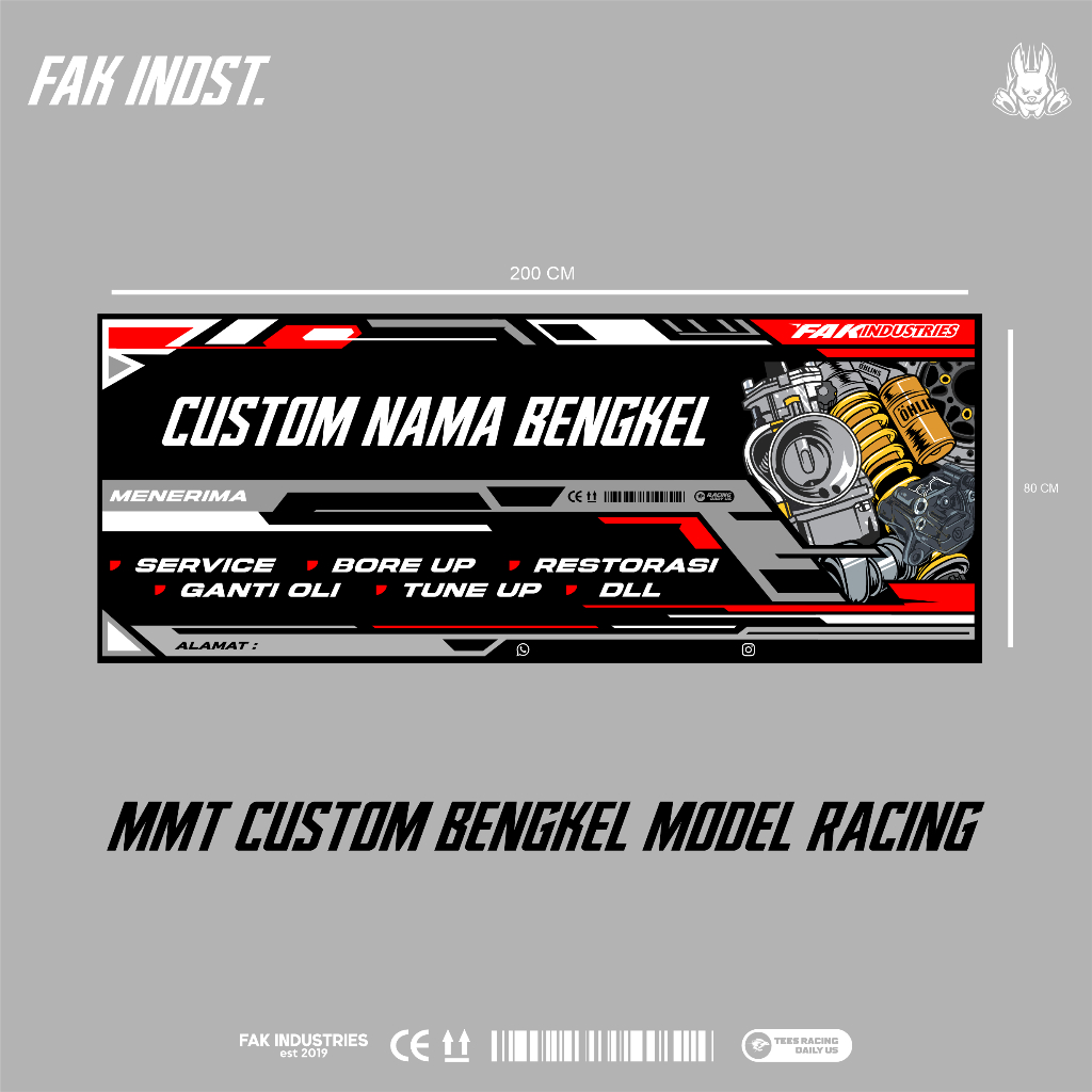 Jual MMT SPANDUK BANNER BENGKEL MODEL RACING TINGGAL KASIH NAMA BY FAK ...