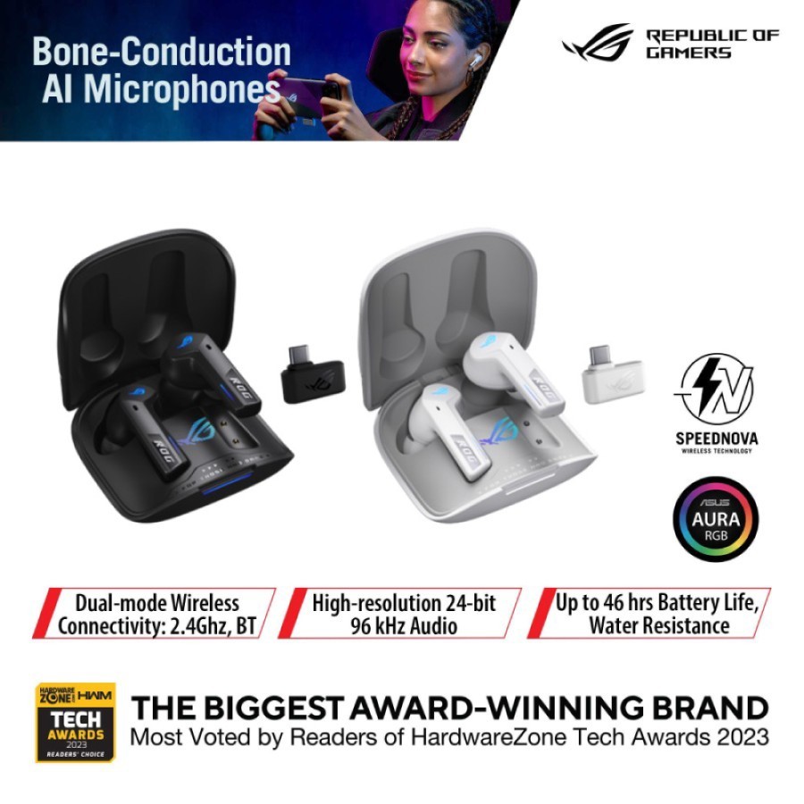Jual Asus Rog Cetra True Wireless Speednova Tws Bluetooth & 2.4 Ghz ...