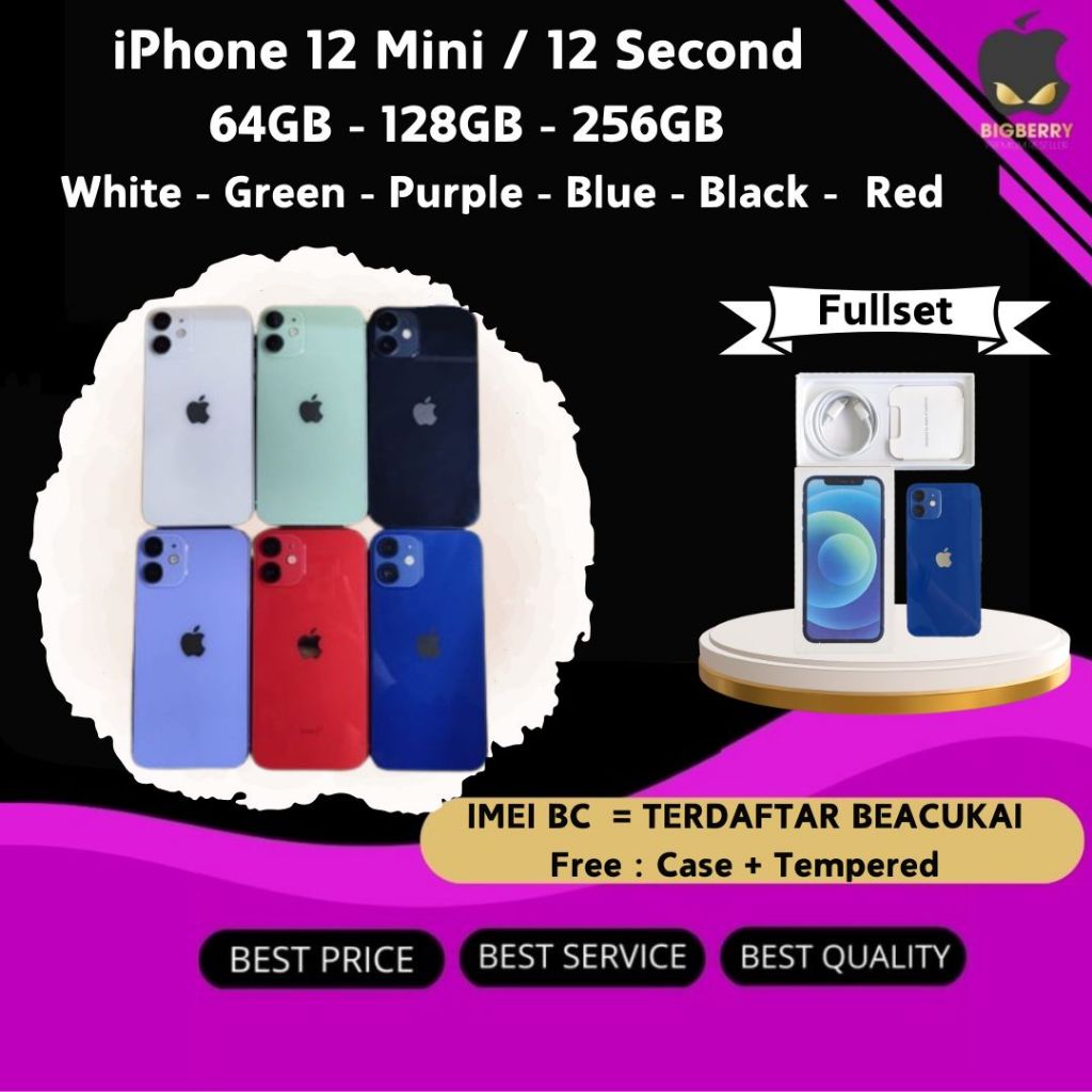 Jual iPhone 12 Second Beacukai ORIGINAL 256GB/128GB/64GB Second Mulus Fullset 100% Terpercaya ...