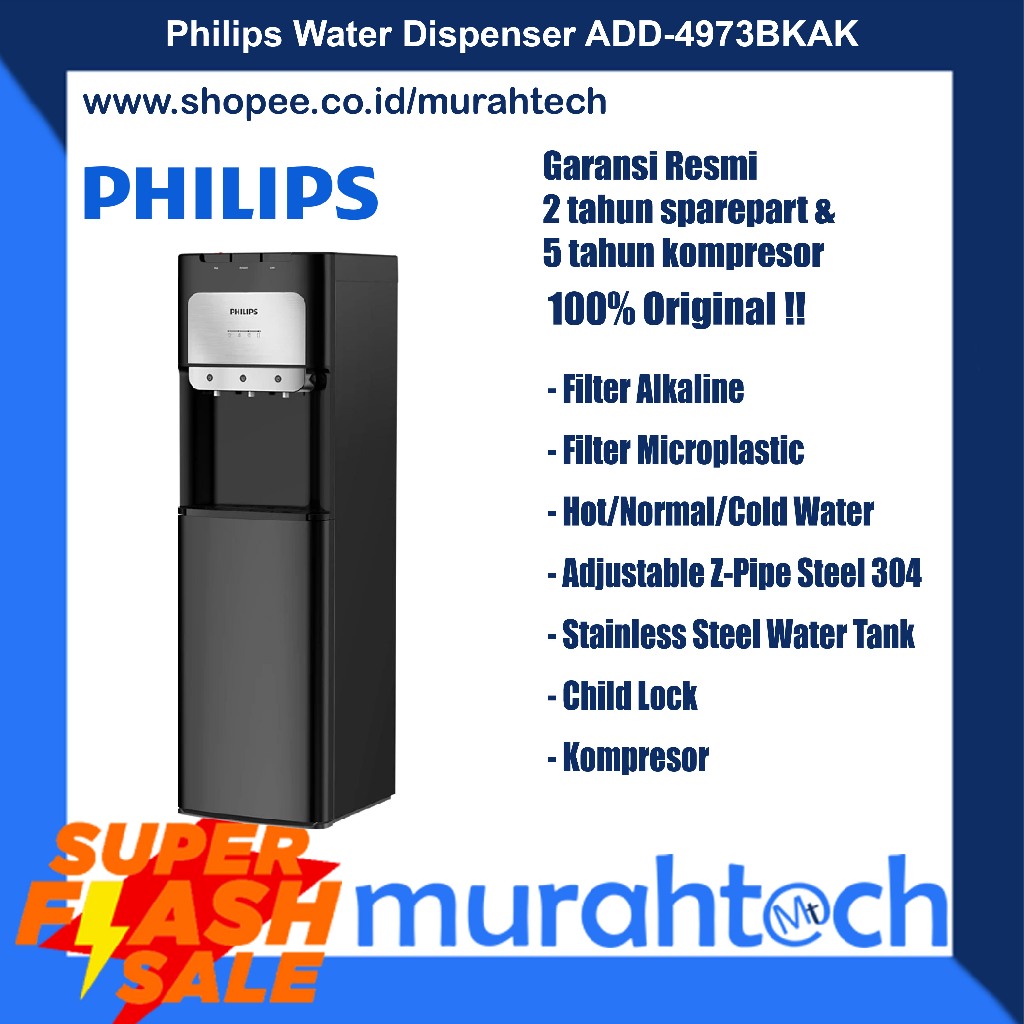 Jual Philips Water Dispenser Bottom Loading ADD4973BKAK Hitam Filter ...