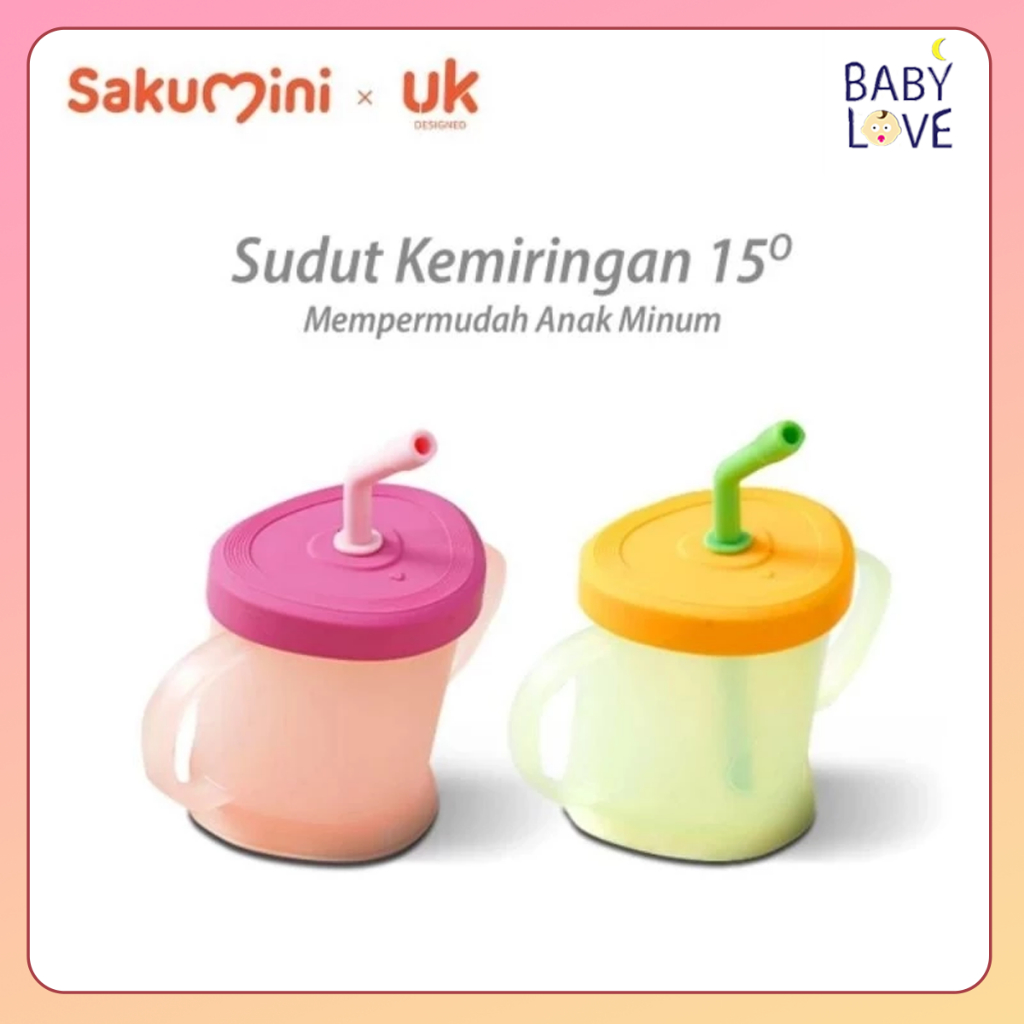 Jual Babylove X SAKUMINI CURVE STRAW CUP TRAINING GELAS SEDOTAN MINUM ANAK 260ml | Shopee Indonesia