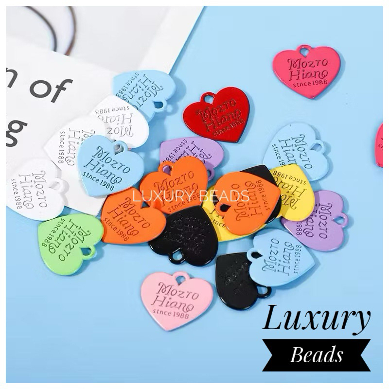 Jual Liontin Hati Love Besi warna-warni Anting Kalung Gelang Rantai ...