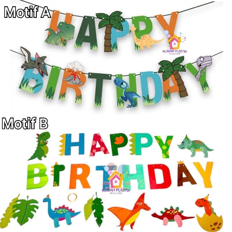 Jual BANNER HAPPY BIRTHDAY LETTER DINOSAURUS DINO cutting huruf hbd ...