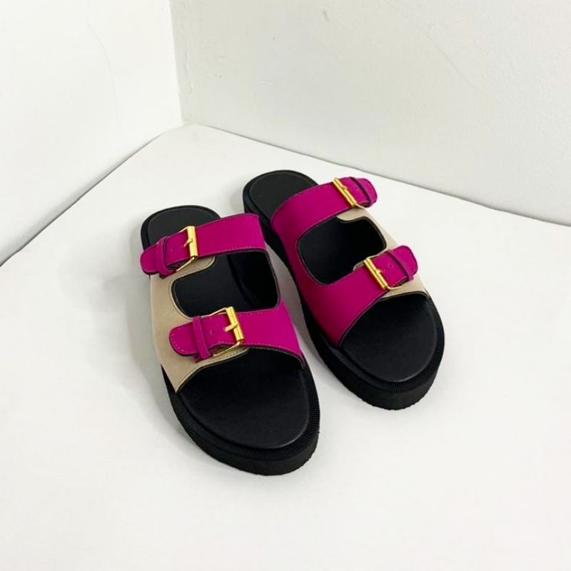 Jual Sandal LOTSO 02 Pink Krem Sandal Slop Wanita Kekinian | Shopee ...