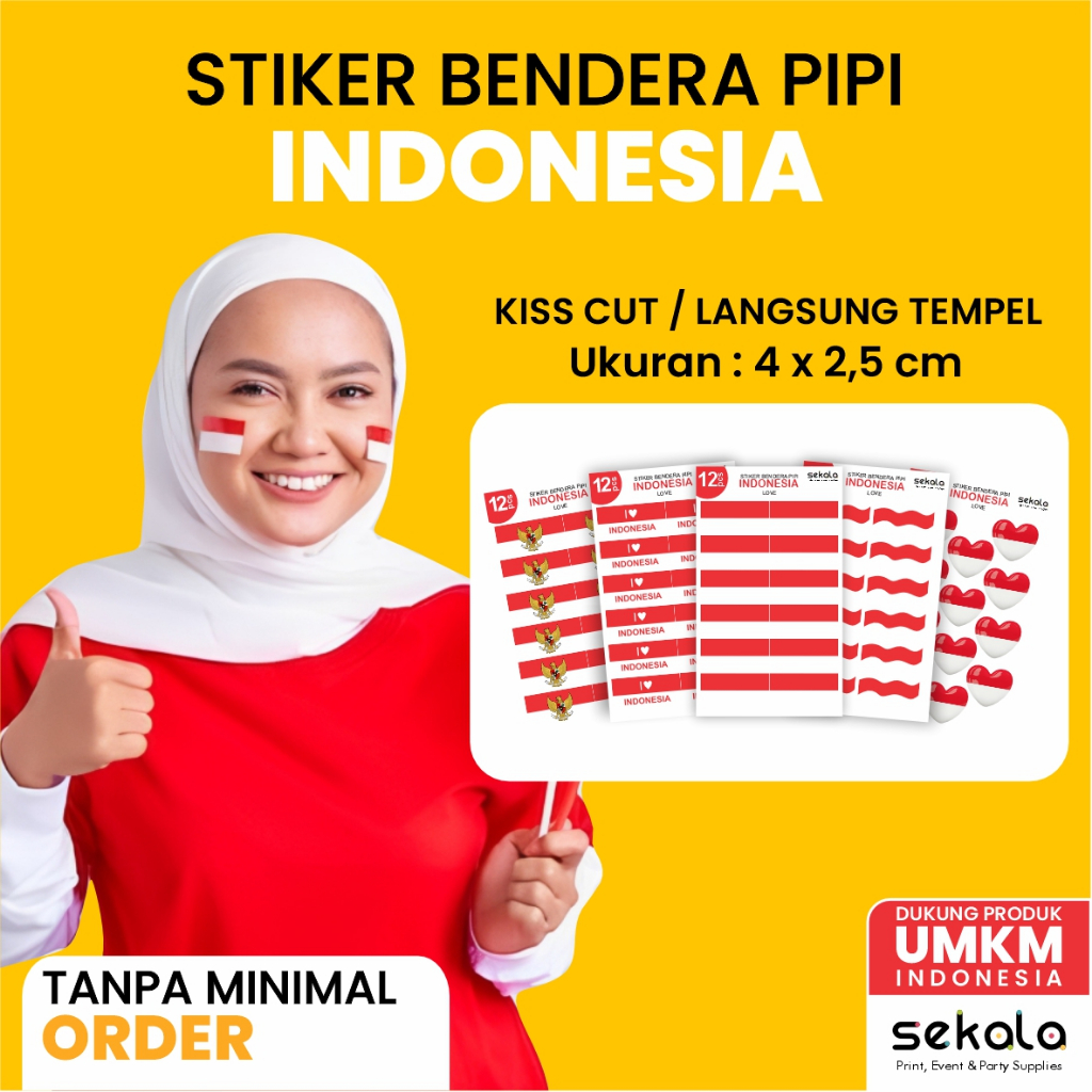 Jual (TANPA MIN ORDER) Stiker Pipi Bendera Merah Putih 17 Agustus ...