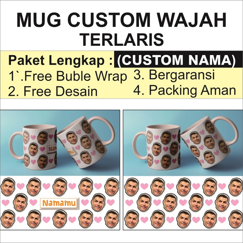 Jual Mug Custom Wajah Muka Aesthetic / Mug Ulang Tahun / Mug Souvenir ...