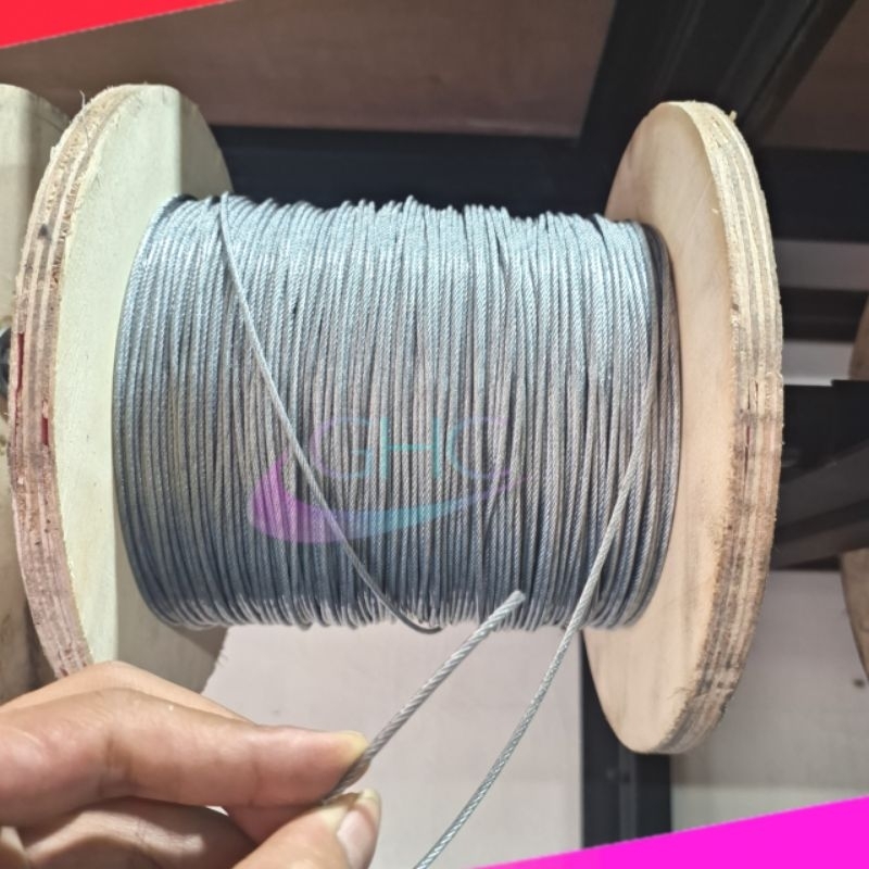 Jual Seling Baja Galvanis PVC 3mm Kawat Sling Lapis Plastik Tali Seling PVC 3 mm | Shopee Indonesia