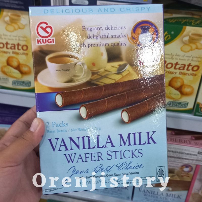 Jual kugi wafer stick 1 dus isi 24 @120gr coklat, vanilla, cappuccino ...