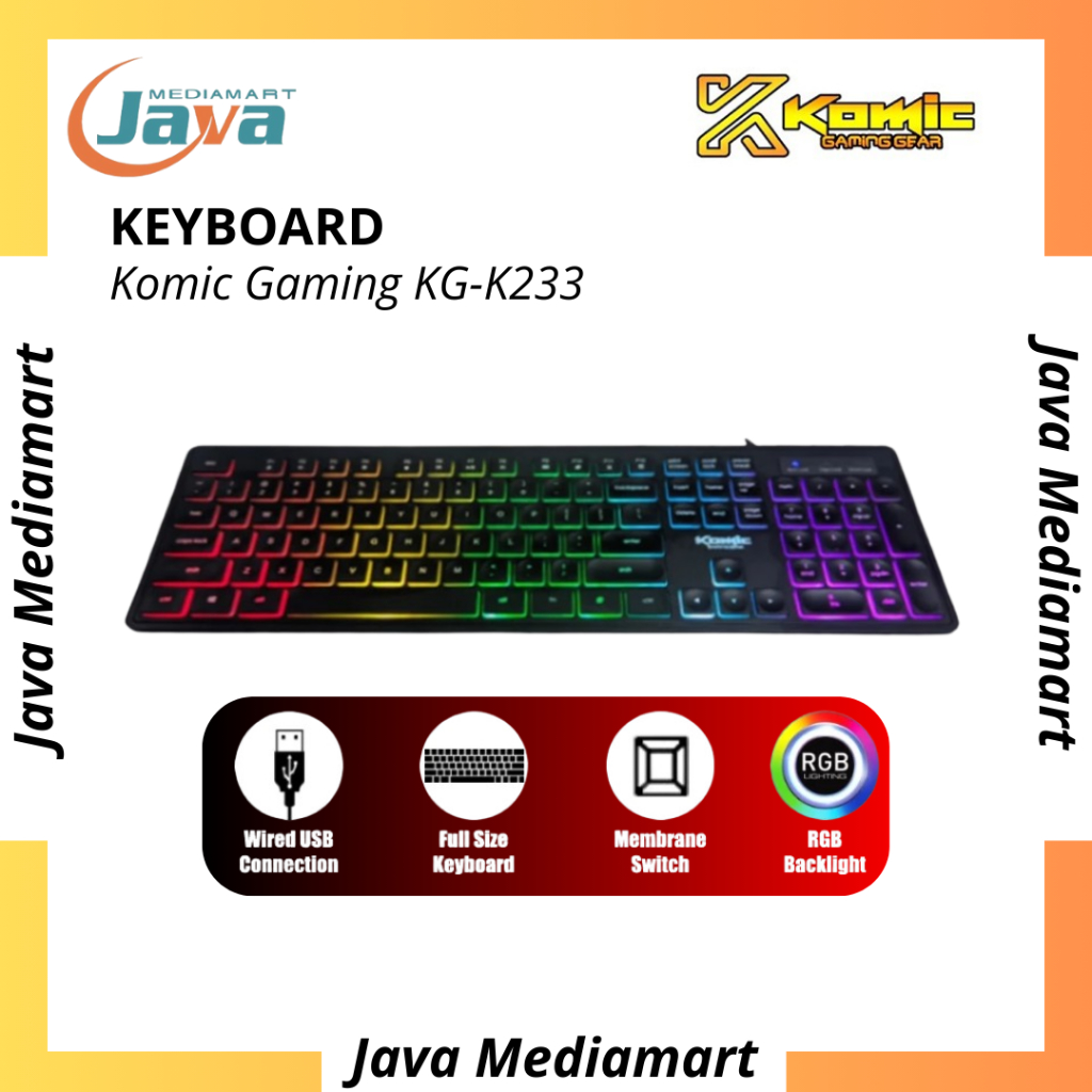 Jual Komic KG-K233 Keyboard Gaming Membrane - LED RGB Backlight | Shopee Indonesia