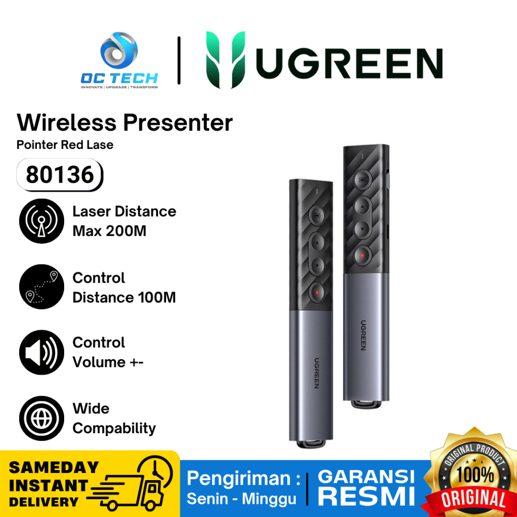 Jual UGREEN 80136 Laser Pointer Merah Remote Control Wireless Presenter ...