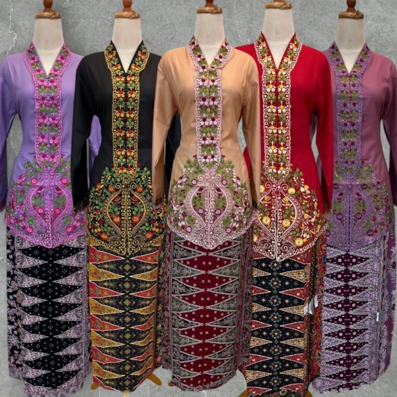 Jual SK-Set kebaya encim katun bordir motif bunga // kebaya encim ...
