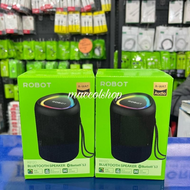 Jual ROBOT RB120 PORTABLE SPEAKER BLUETOOTH 5.3 RGB WATERPROOF IPX4 TWS ...